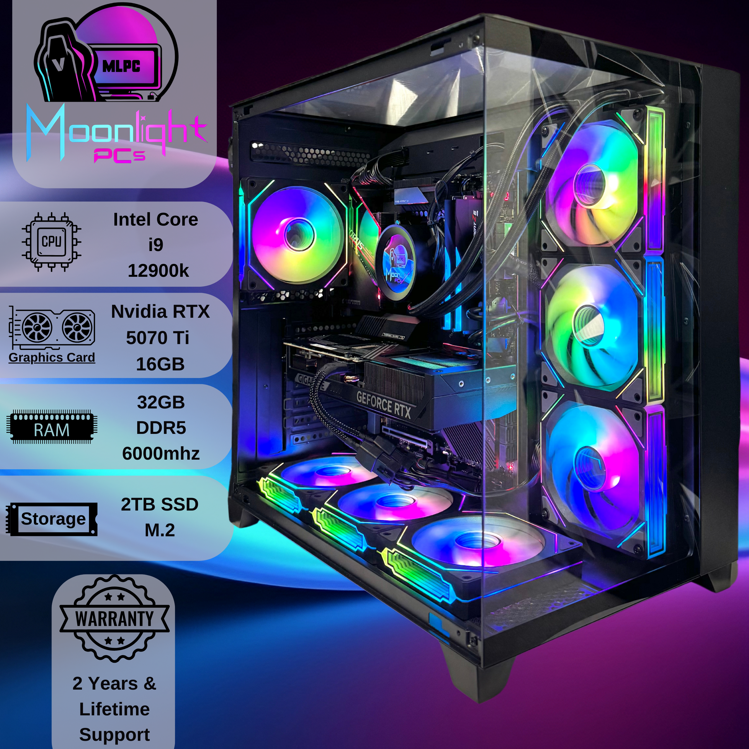 Corona Ti Eclipse - Intel i9 12900K / RTX 5070 TI – Moonlight PCs